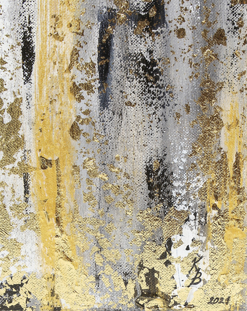 Kristina Belle - Golden Waterfall, 2021, 70×90×6 см: Описание ...